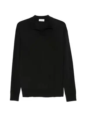 PAOLO PECORA Long-sleeve Polo Shirt - Black