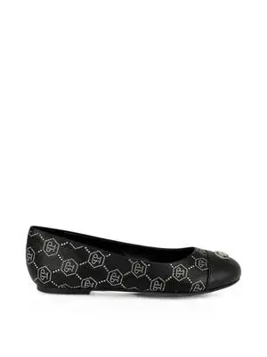 Philipp Plein Nappa-leather Ballerina Flats Monogram Strass - Black