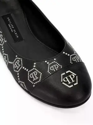 Philipp Plein Nappa Leather Ballerina Flats With Monogram Rhinestones