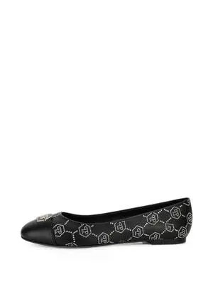 Philipp Plein Nappa Leather Ballerina Flats With Monogram Rhinestones