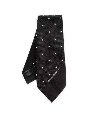 Dolce & Gabbana Polka-dot Silk Tie - Black