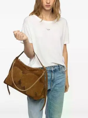 Zadig&Voltaire Jim Western Suede Shoulder Bag With Chain Detail