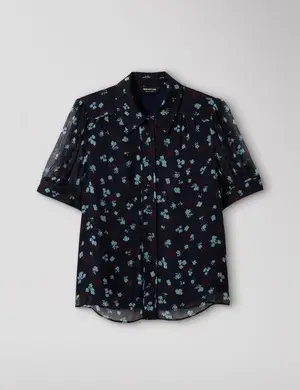 Whistles Viscose Short Sleeve Pintuck Blouse