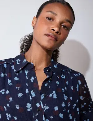 Whistles Viscose Short Sleeve Pintuck Blouse
