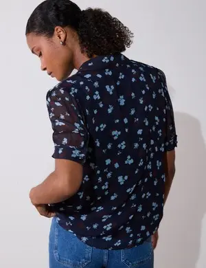 Whistles Viscose Short Sleeve Pintuck Blouse