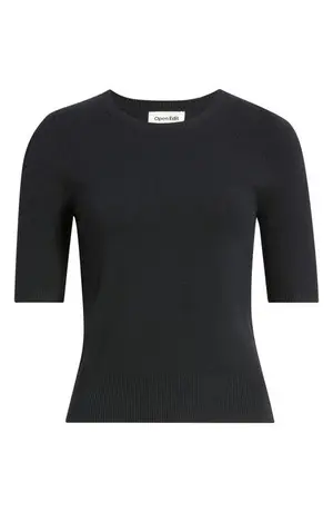 OPEN EDIT Elbow Sleeve Crewneck Sweater Black