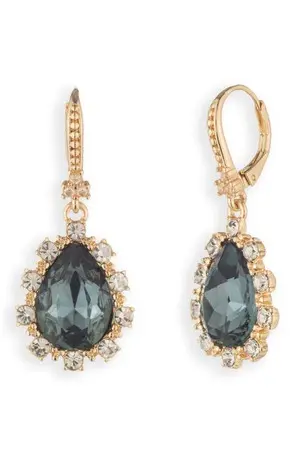 Marchesa Pear Glass Leverback Drop Earrings - Blue