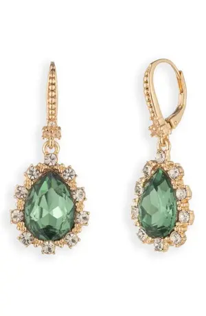Marchesa Pear Glass Leverback Drop Earrings - Green