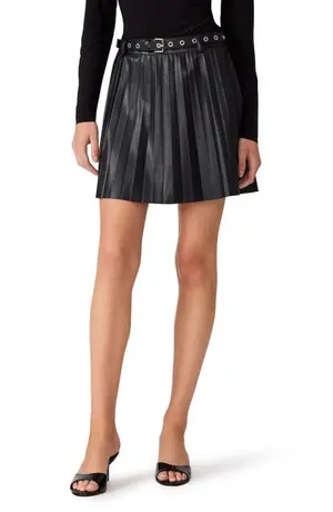 Steve Madden Isha Pleated Faux Leather Miniskirt - Black