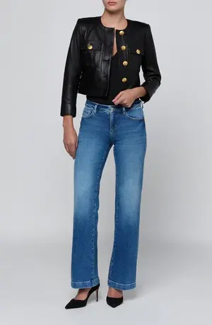 L'Agence Deidra Collarless Leather Jacket