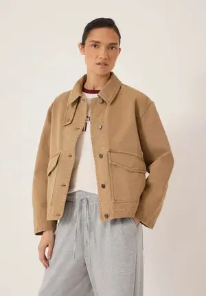 HUSH Elara Washed Funnel Neck Utility Jacket