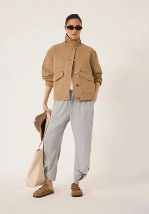 HUSH Elara Washed Funnel Neck Utility Jacket