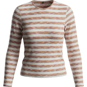 24/7 Striped V-neck Long Sleeve Tee95% Polyester Wine