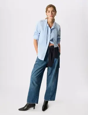 Whistles Cotton Scarf Detail Button Down Shirt