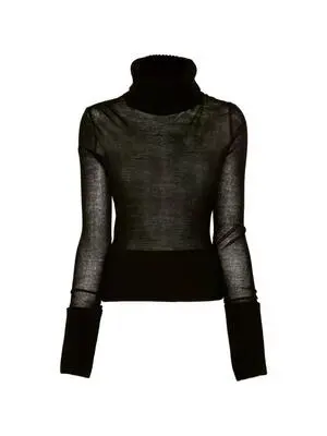 Our Legacy Sheer Finish Ribbed-knit Turtleneck Top - Black