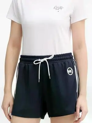 Michael Kors Contrast Trim Graphic Logo Piqué Track Shorts - Blue