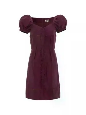 SHUSHU/TONG Ruffle-trimmed Puff-sleeve Midi Dress