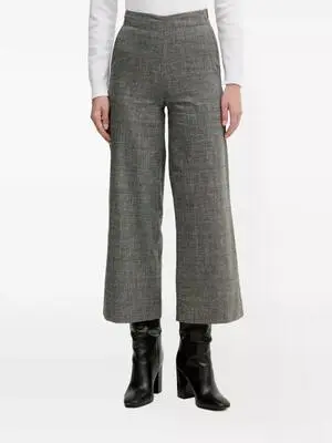BENETTON Plaid Wide Leg Cropped Trousers - Grey