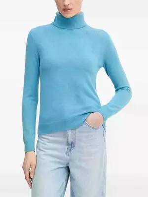 BENETTON Long Sleeve Turtleneck Sweater - Blue