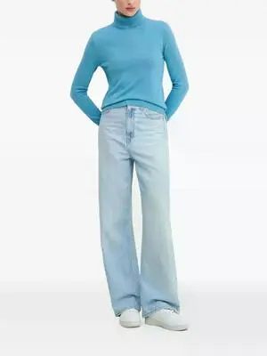 BENETTON Long Sleeve Turtleneck Sweater - Blue