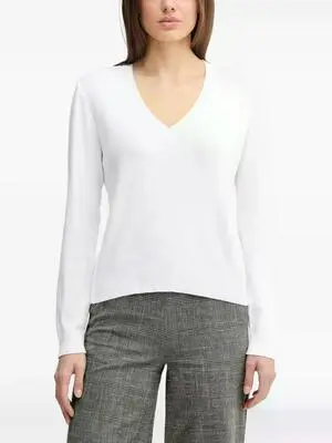 BENETTON V-neck Long Sleeve Sweater - White