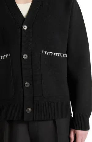 Manière De Voir Gilbert Whipstitch Combed Cotton Cardigan