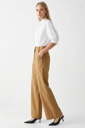 EXQUISE Sienna High Waisted Wide Leg Linen Pants