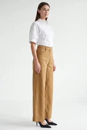 EXQUISE Sienna High Waisted Wide Leg Linen Pants