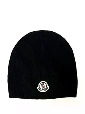 Moncler Logo-patch Ribbed-knit Beanie Hat