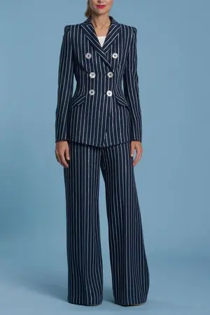 MAISON COMMON Wide-leg Pinstripe Sequin Trousers