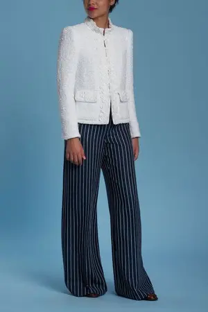 MAISON COMMON Wide-leg Pinstripe Sequin Trousers