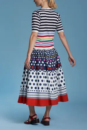 MAISON COMMON Printed Cotton Midi Skirt