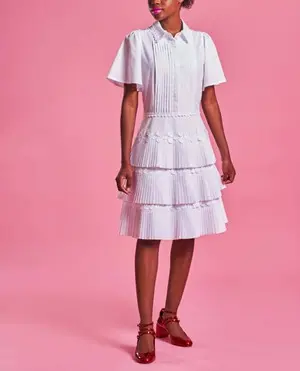 MAISON COMMON Pleated Dress With Scalloped Hems