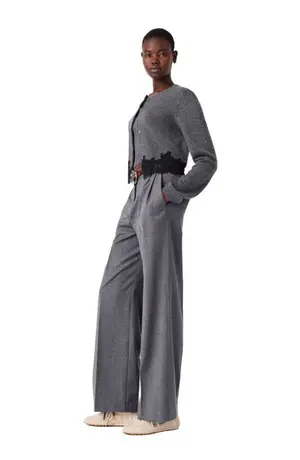 Maje Twinset With Lace Trim