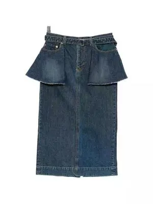 Sacai Peplum-detail Denim Skirt