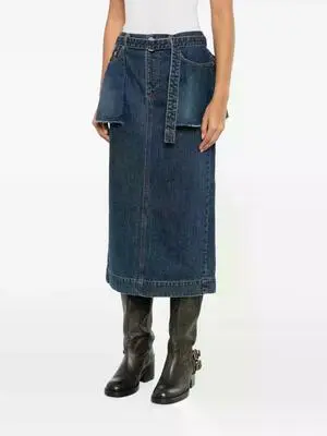 Sacai Peplum-detail Denim Skirt