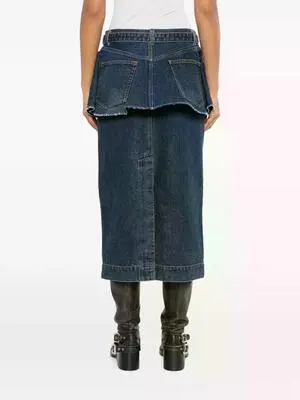 Sacai Peplum-detail Denim Skirt