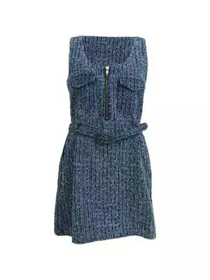 SELF-PORTRAIT Textured Belted Mini Dress