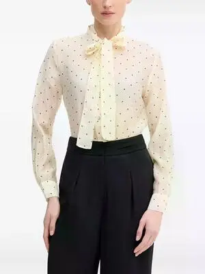 BENETTON Tie-neck Polka Dot Shirt