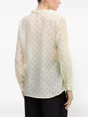 BENETTON Tie-neck Polka Dot Shirt
