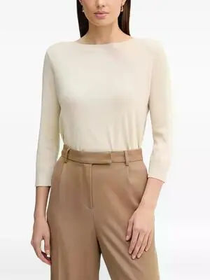 BENETTON Boat Neck Sweater With Three-quarter Sleeves - Neutrals