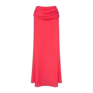 POST MERIDIEM Chiffon Maxi Skirt With Draping - Red
