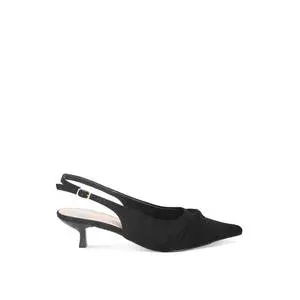 RAG & CO Salvia Ruched Pointed Toe Slingback Heels In By - Black