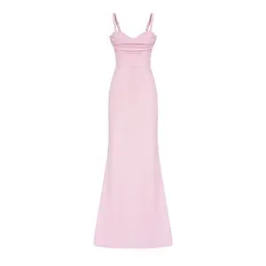 POST MERIDIEM Maxi Dress With Gathered Bodice - Pink