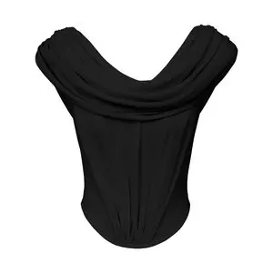 POST MERIDIEM Draped Cowl-neck Top With Front Panel Draping - Black