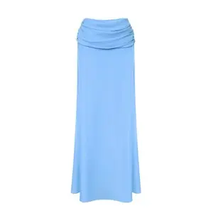 POST MERIDIEM Chiffon Maxi Skirt With Draping - Blue