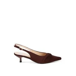 RAG & CO Salvia Ruched Pointed Toe Slingback Heels In By - Brown