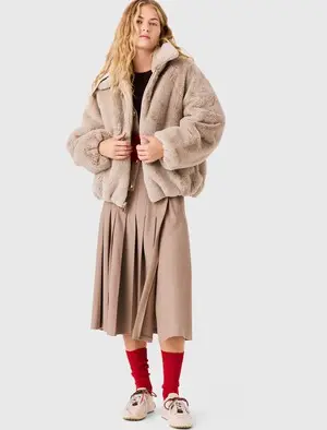 Maje Reversible Faux Fur Puffer Jacket