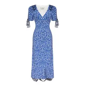 POST MERIDIEM Fitted Lace Midi Dress With Short Sleeves