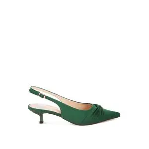 RAG & CO Salvia Ruched Pointed Toe Slingback Heels In By - Green